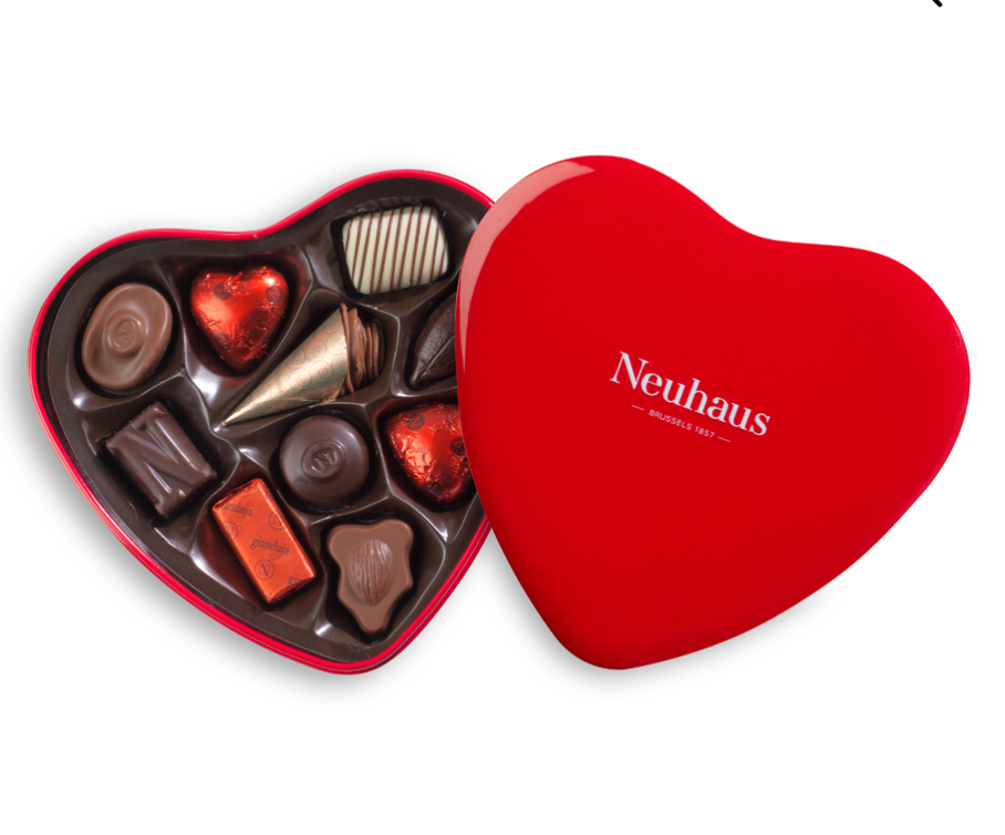 Heart Shaped Tin Box Neuhaus With 10 Assorted Chocolates Atelier